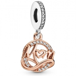 Charm colgante en plata de ley Corazón Árbol de la Vida Rosa 799153C01