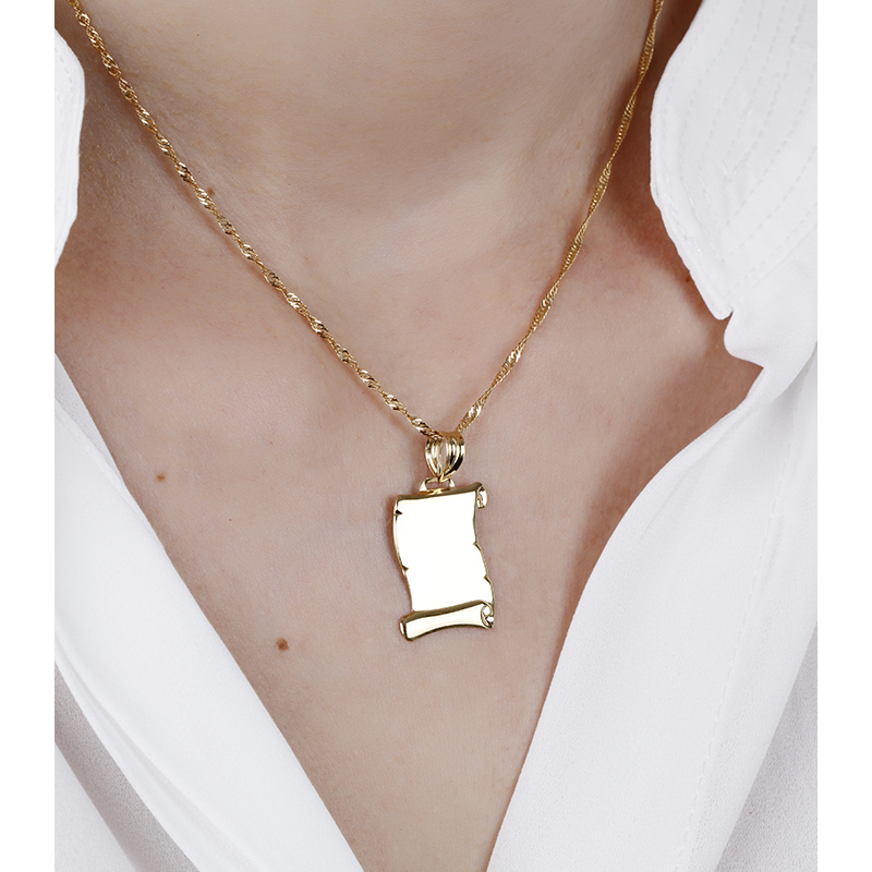COLGANTE PERGAMINO "CAIRO" 30x14 ORO 18K