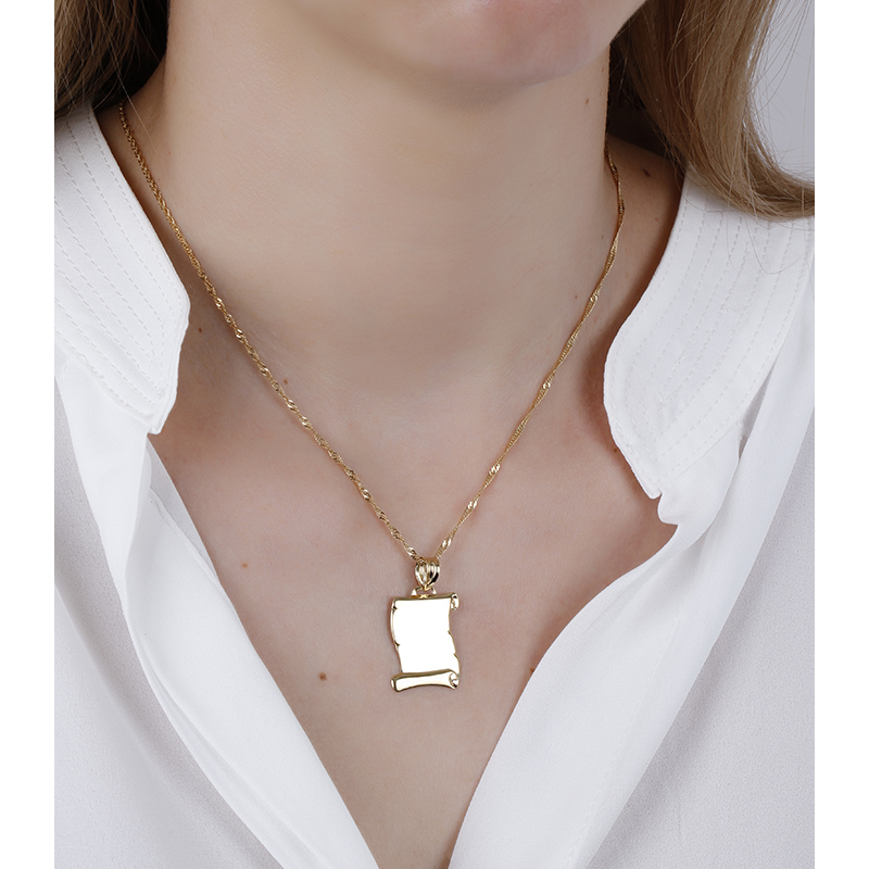 COLGANTE PERGAMINO "CAIRO" 30x14 ORO 18K