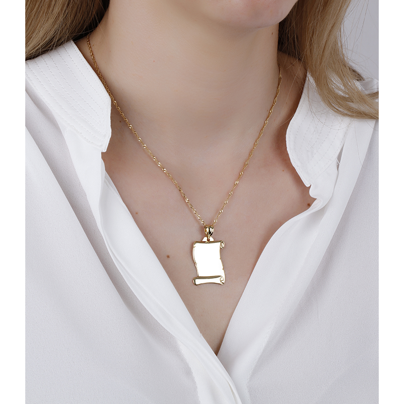 COLGANTE PERGAMINO "CAIRO" 28x22 ORO 18K