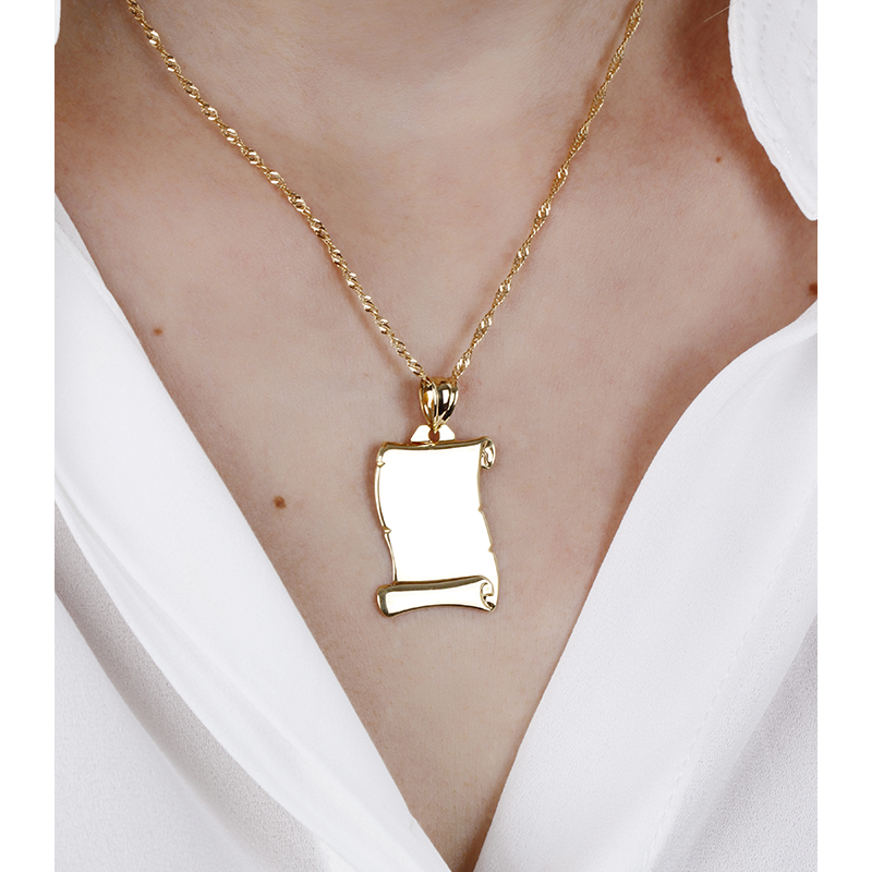 COLGANTE PERGAMINO "CAIRO" 28x22 ORO 18K
