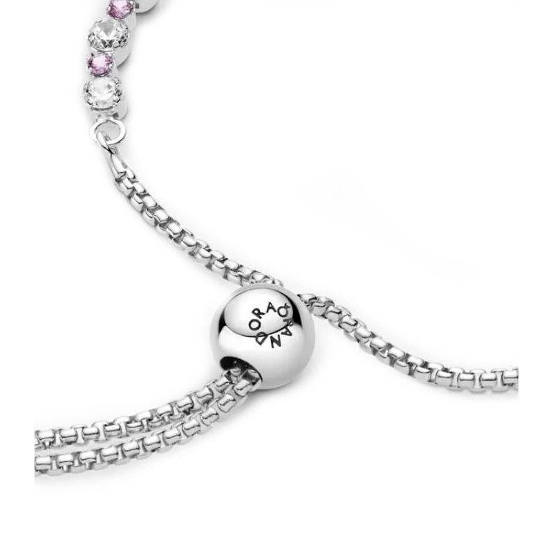 PULSERA PANDORA ROSA Y TRANSPARENTE BRILLANTE 599377C02