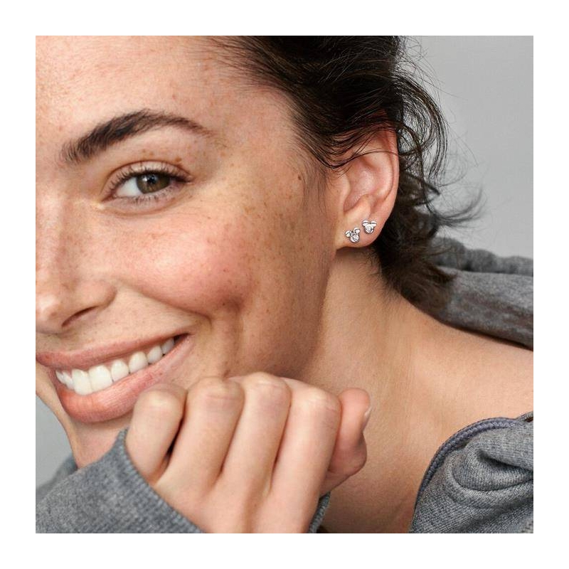 Pendientes de botón en plata de ley Siluetas Mickey Mouse y Minnie ...