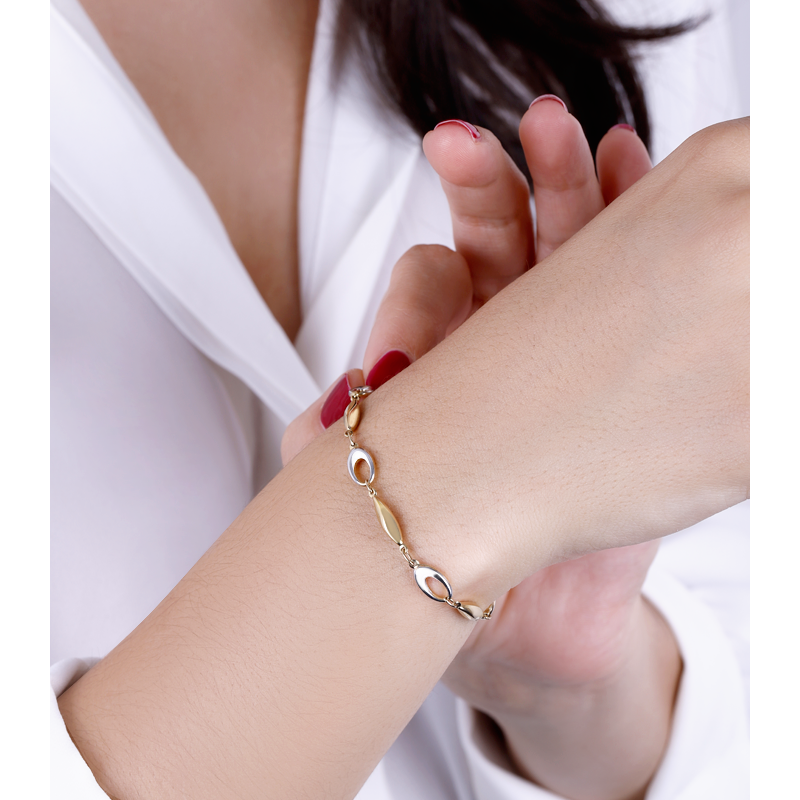 PULSERA "OVALBI" ORO BICOLOR 18K