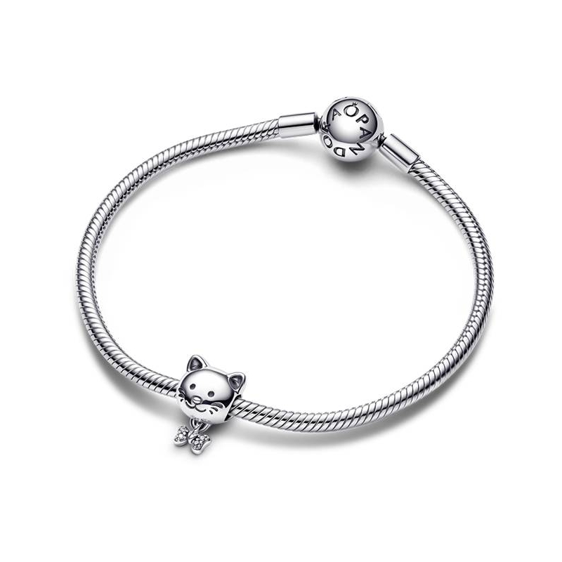 CHARM PANDORA PLATA MASCOTA GATO Y LAZO 792255C01