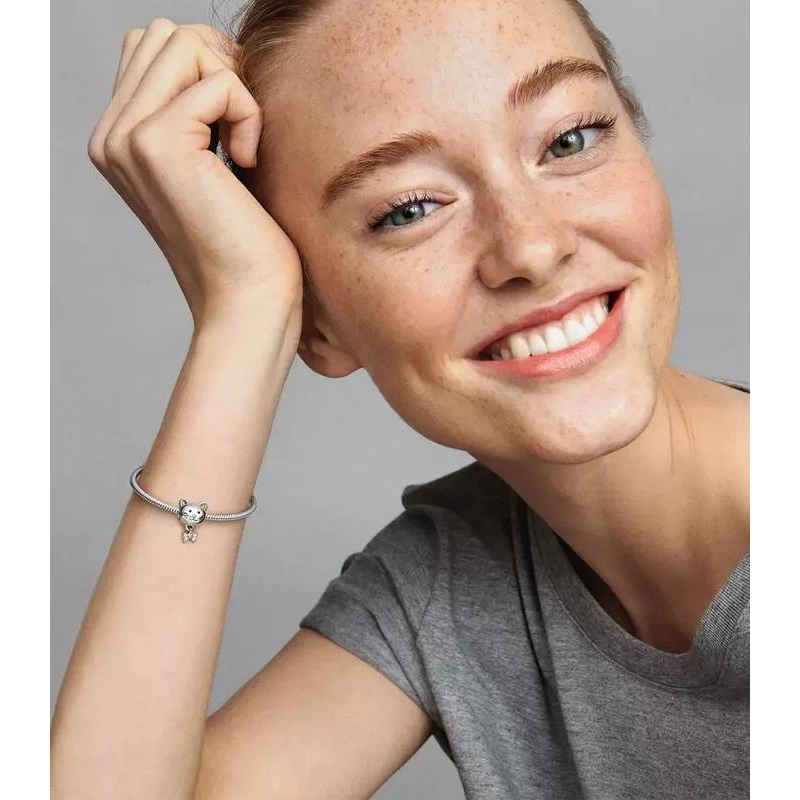 CHARM PANDORA PLATA MASCOTA GATO Y LAZO 792255C01