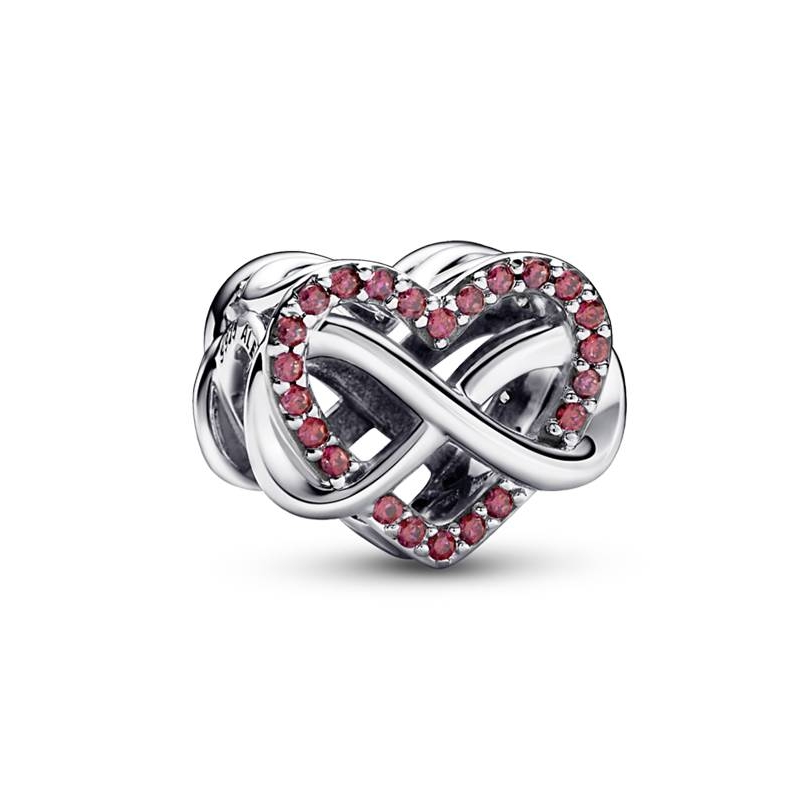 CHARM PANDORA PLATA CORAZON ROJO FAMILIA INFINITO 792246C01