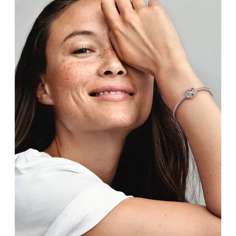 CHARM PANDORA PLATA CORAZON ROJO FAMILIA INFINITO 792246C01