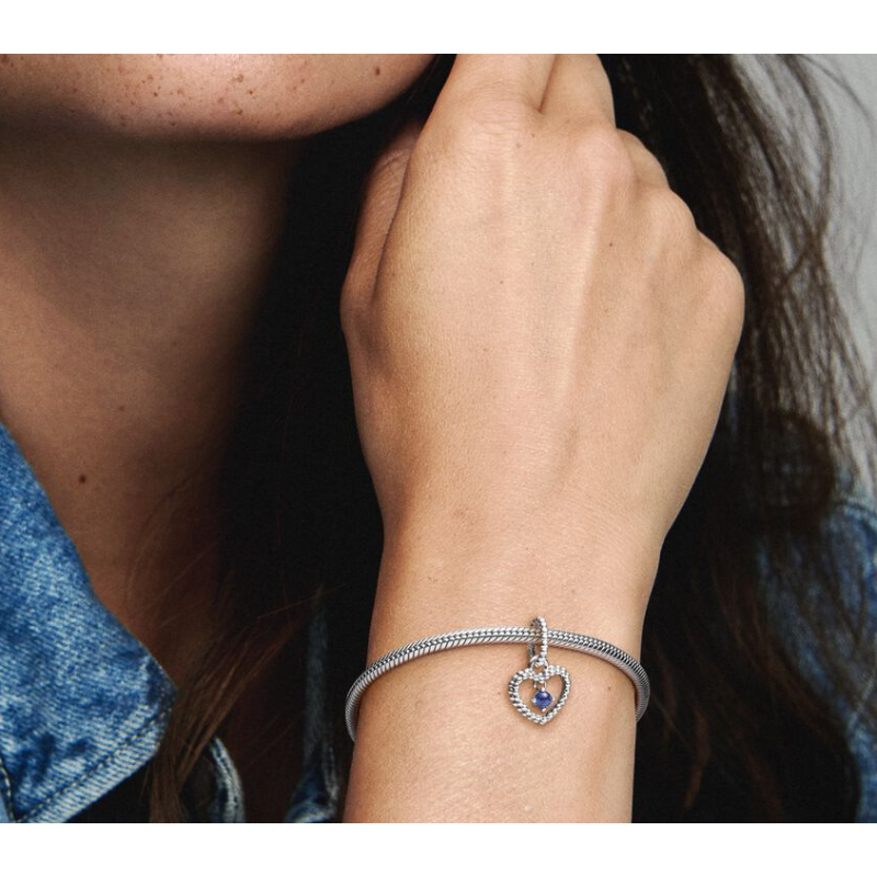 CHARM PANDORA COLGANTE CORAZON BISELADO AZUL MAR 798854C12